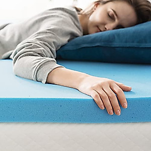 ZINUS 2 Inch Green Tea Cooling Gel Memory Foam Mattress Topper / Cooling Gel Foam / CertiPUR-US Certified, King, Blue