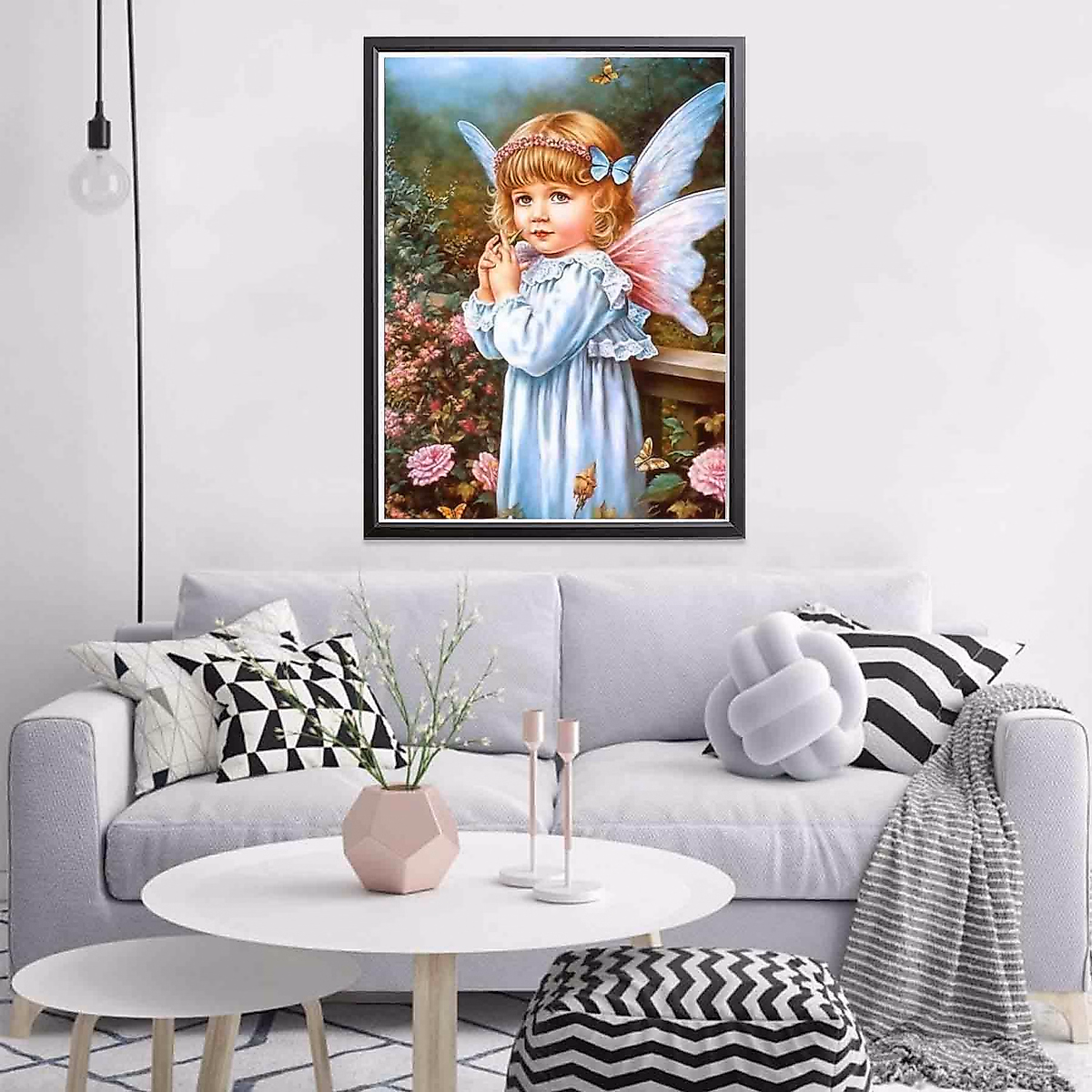 Sheehow 5D Diamond Painting Kits for Adults Butterfly Angel, Full Drill Diamond Art Girl, Gem Pictures Paint by Numbers Art, DIY Cross Stitch Jewel Art Rhinestone Craft for Home Wall Decor 12X16 inch