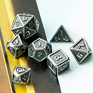 UDIXI Mini Dice DND Metal Dice Set, 10mm Tiny Small Metal D&D Polyhedral Dice Set for Dungeons and Dragons Role Playing Games (Silver)