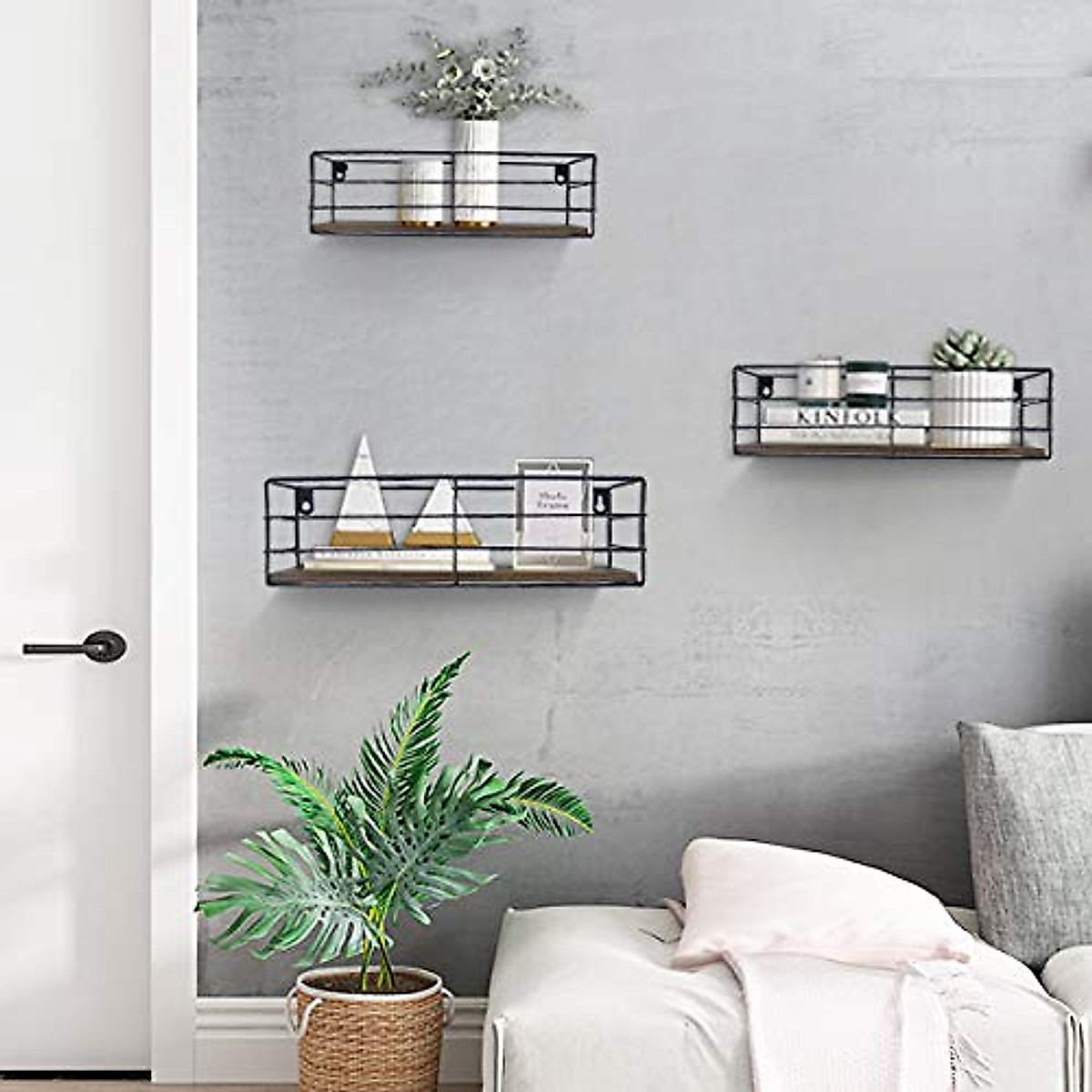 CRUGLA Floating Shelves Wall Mounted Set of 3, Hanging Storage Shelf for Bathroom, Living Room, Bedroom, Kitchen Home Decor