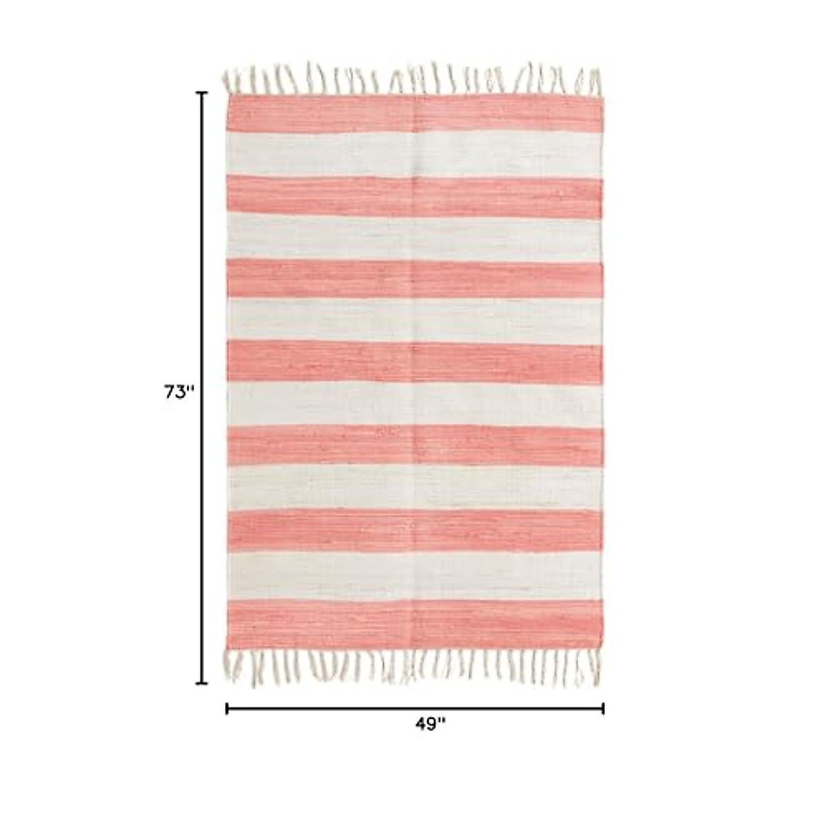 Unique Loom Chindi Rag Collection Area Rug - Striped (4' 1" x 6' 1" Rectangle, Coral and Ivory)