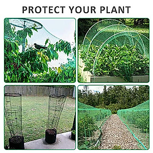 Garden Netting Anti Bird Protection Net 4M x 10M / 13Ft x 33Ft Green Garden Plant Netting Fruit Trees Netting with 20 Tacks and 50 Ties