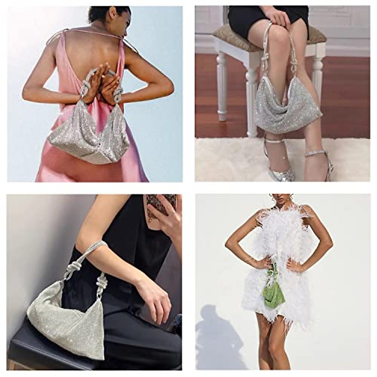 Womens Rhinestone Purse Sparkly Bag Diamond Clutch Purses for Women Rhinestone Evening Bag Hobo Handbag Green