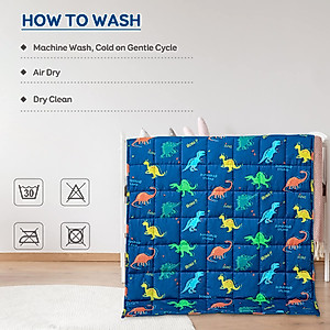 Kivik Toddler Weighted Blanket 3 lbs, Kids Weighted Blanket for Children, Soft Children Heavy Throw Blanket for All-Season Sleeping, Blue Dinosaur 36x48 Inches