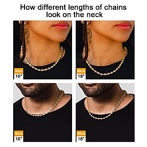 Lulu Mel 3mm Honeycomb Hip Hop 14K White Gold Plated Necklace for Men Women, 16-20 Inches Prong Setting 5A Cubic Zirconia Diamond Classic Tennis Necklace Choker for Rapper with Gift Box (Gold,18")