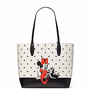 Kate Spade x Disney Minnie Mouse Large Reversible Leather Tote Purse(White Multi)