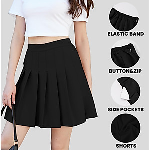 SANGTREE Toddler Little & Big Girls' Short Teen Kid Child Pleated School Uniform Casual Cosplay Skirt, Black, 8-9 Years= Tag 140