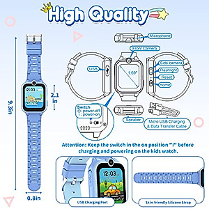 MAVREC TOYS Smart Watch for Kids, Kids Watch Toys Gifts for Kids Ages 3-12, Touch Screen Kids Smart Watch Boys with 2 Cameras 18 Games Alarm 12/24 Hr Video Music Player Pedometer Flashlight (Blue)