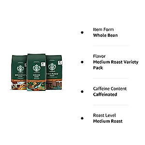 Starbucks Medium Roast Whole Bean Coffee—Variety Pack—3 bags (12 oz each)