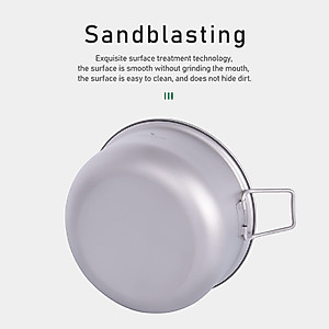 iBasingo 1.8L Titanium Steamer Stockpot Frying Pan Set Ultralight Outdoor Camping Pot Pan Set Portable Campfire Soup Hot Pot Cookware Backpacking Household Kitchen Cooking Kit Ti2101C