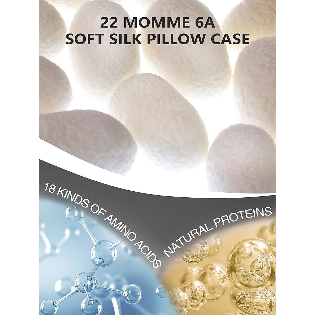 Mulberry Silk Pillowcase for Hair and Skin, SGMSILK 22 Momme Natural Silk Pillow Cases with Zipper, 6A Soft and Smooth Single Sided Pure Silk Pillow Cover (Dark Gray, Queen 20"x30")