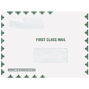 EGP Double Window Tax Organizer Mailing Envelope, Peel and Seal, Quantity 100, Size 9 x 11.5