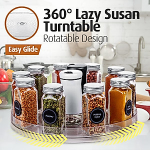 Lazy Susan Turntable Organizer - for Kitchen, Pantry, Cabinet, Dining Table, Refrigerator, Countertop - Clear Spinning Lay Susan- 11.5 Inches - by Homeries (2 Pack)