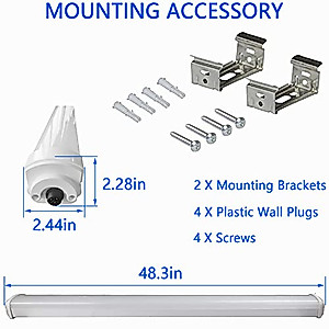4FT LED Vapor Tight Lights, 40W LED Vapor Proof Light, 5200LM 5000K Commercial LED Workshop Light, IP65 Waterproof for Car Wash, Garage, Walk-in Freezer, 100-277V AC DLC UL Listed (6-Pack)