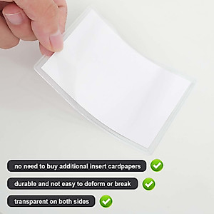 wexpw 50 Pieces 3x4 inch Adhesive Plastic Pockets Sleeves with 50 Pieces White Insert Cards, Self Adhesive Clear Label Holder Index Card Pocket Sleeves Clear Plastic Sticky Labels Holders