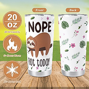 Keluna Sloth Gifts for Women Girls - 4Pcs Sloth Gifts Set 20oz Stainless Steel Tumbler with Lids Straw Cute Animal Makeup Bags Socks Keychain for Sloth Lovers Friends Birthday Christmas Gifts