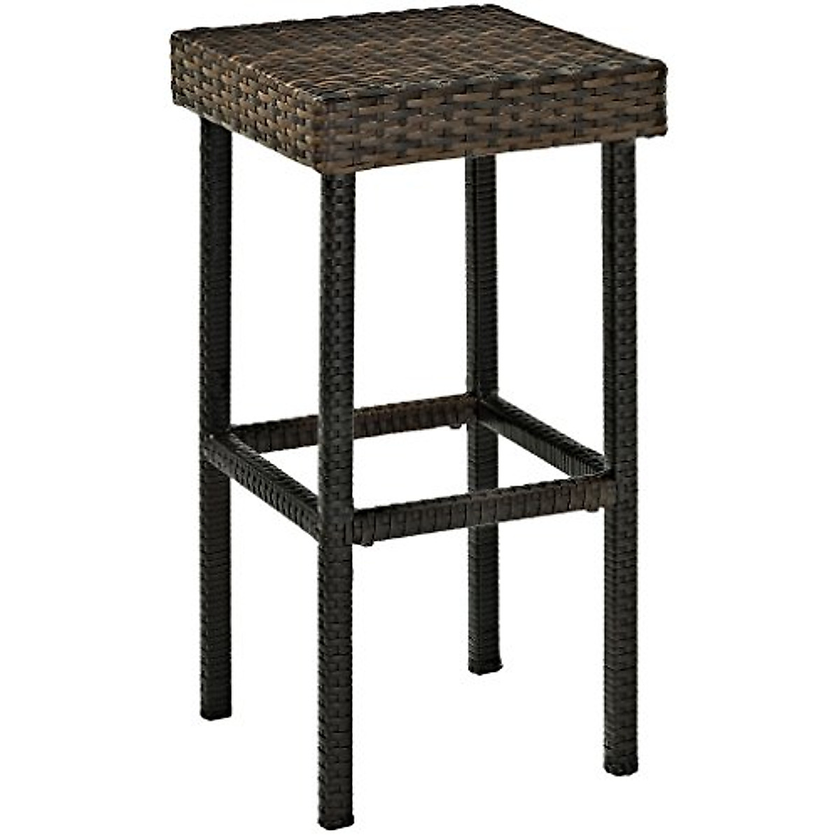 Crosley Furniture Palm Harbor 3-Piece Wicker Outdoor Bar Set with Two Stools for Backyard, Patio, Deck, Balcony, Brown