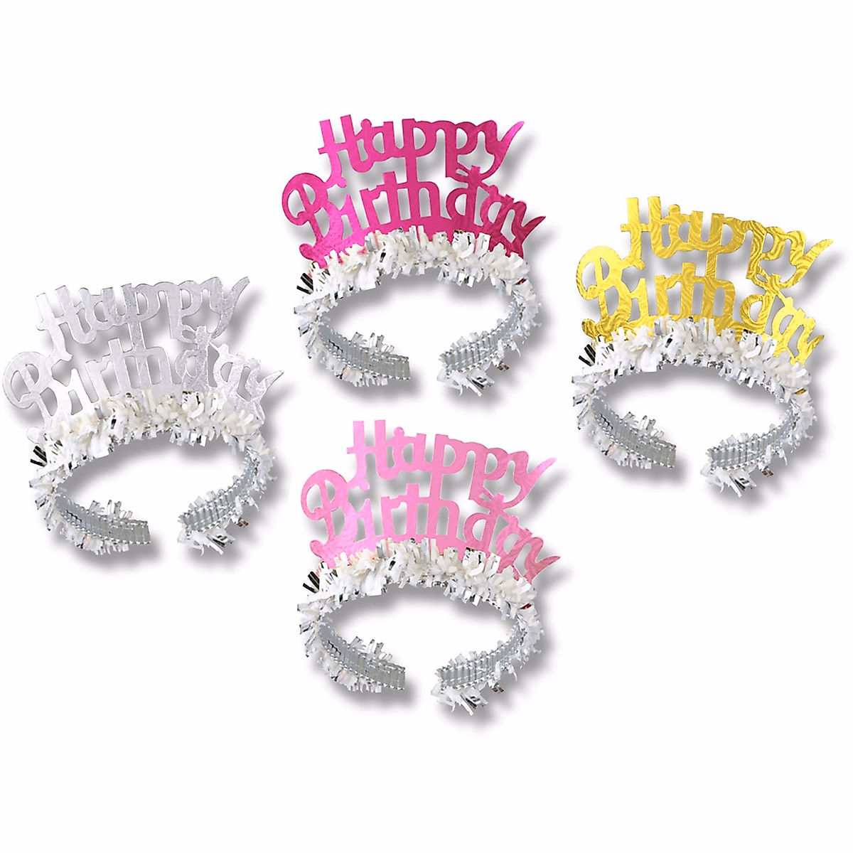 Happy Birthday Tiaras w/Fringe (asstd colors) Party Accessory (1 count)