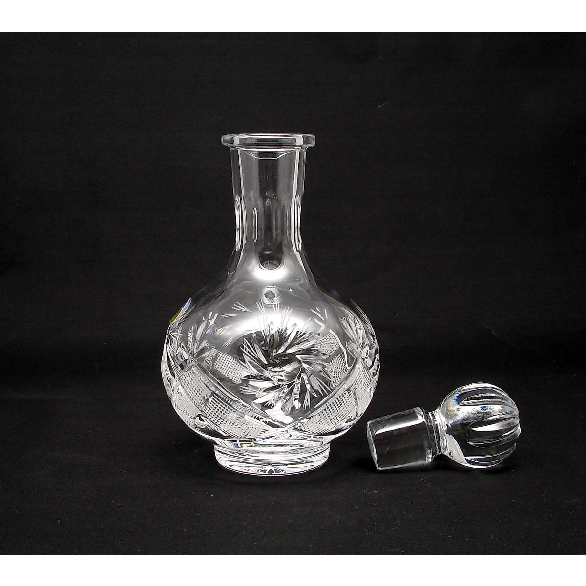 Vodka Set Russian Cut Crystal 12 Oz Carafe Decanter & 6 Crystal Shot Glasses 35 Ml 1.2 Oz