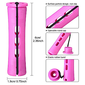 WILLBOND 60 Pcs Perm Rods Natural Long Short Hair Perm Rods with Elastic Rubber Band Non Slip Plastic Perming Cold Wave Rod Kit for Women girls Hairdressing Styling Tool