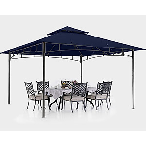 ABCCANOPY Gazebos for Patios 10x12 - Outdoor Steel Frame Gazebo for Lawn Backyard Garden Deck (Navy Blue)