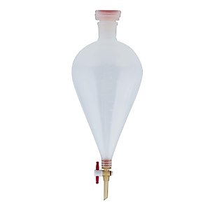 JRLGD 1000ml Polypropylene Separating Funnel, Conical Separatory Funnel with Polypropylene Stopcock and PTFE Plug, Pack of 1