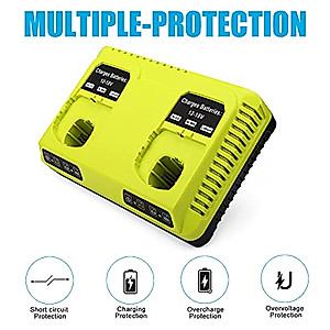 Energup Replacement 2Port P117 Dual Chemistry 18V Battery Charger for Ryobi 18V Battery ONE+ P117 P118 for Ryobi 18V Max Lithium NiCd Battery P100 P102 P103 P105 P107 P108 Ryobi Battery Charger