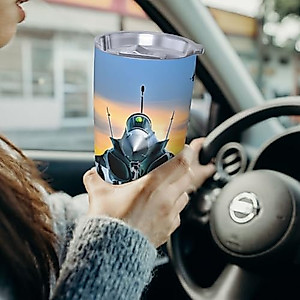 EKPRAVDKTF Airplane 20oz Insulated Stainless Steel Tumbler With Lids And Straws, Double Wall Vacuum Travel Coffee Mug, Thermal Cup For Cold & Hot Drinks, Reusable Metal Straw & Brush