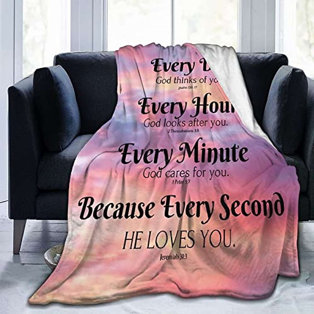 Menghao Bible Blanket Christian Gifts for Women, Religious Blanket with Inspirational Verse Thoughts and Prayers-Scripture Blanket Catholic Gifts Birthday Gifts Spiritual Gifts for Women 60"X 80"