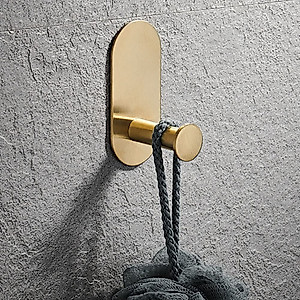 OSER Wall Mounted Hand Towel Bar Rack Brushed Gold Stainless Steel Round Toilet Paper Holder Hook Hardware Accessories,10cm