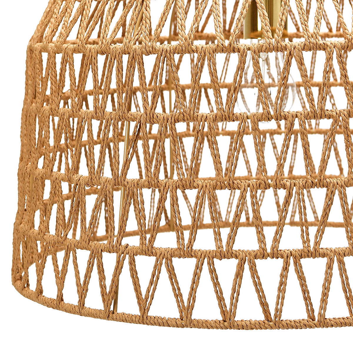 Creative Co-Op Open Weave Metal and Paper Rope Ceiling Light, Natural and Brushed Gold