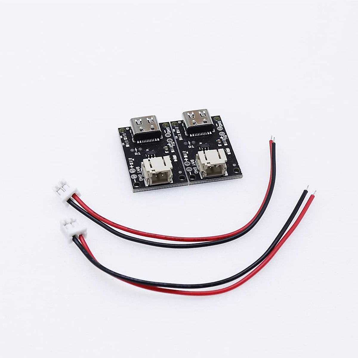 Treedix 2pcs Type C USB LiPo Battery Charger Board with Battery Protection JST Socket with LED Indicator Charging Rate Adjustable Automatic Power-Down