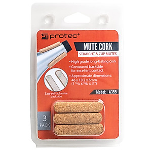 Protec Model A355 Mute Replacement Cork (3-Pack), 46 x 10.2 x 6mm
