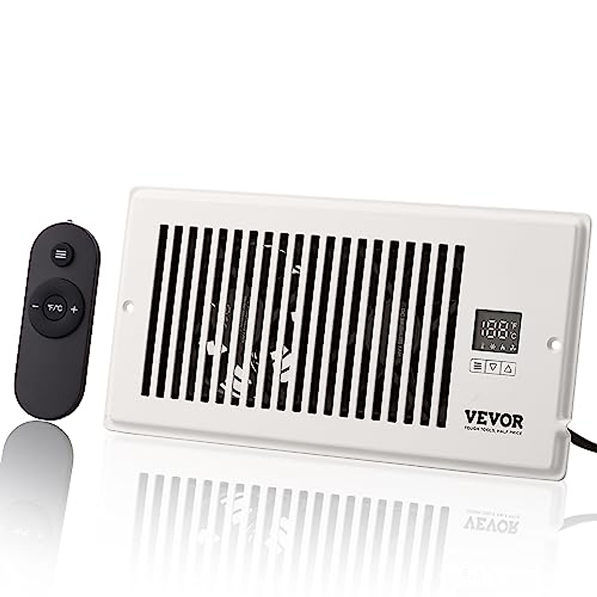 VEVOR Register Booster Fan, Quiet Vent Booster Fan Fits 4” x 10” Register Holes, with Remote Control and Thermostat Control, Adjustable Speed for Heating Cooling Smart Vent, White