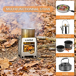 Lixada Camping Stove Stainless Steel Folding Wood Stove Portable Wood Burning Stove Pocket Stove for Outdoor Camping Cooking Picnic