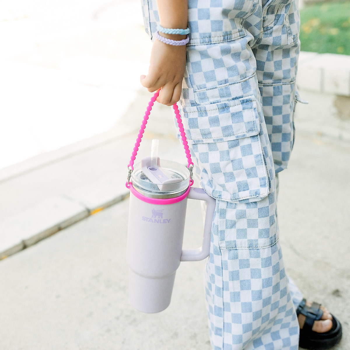 Ryan & Rose Water Bottle Handle - Water Bottle Sling, Carrier, Holder with strap - Soft Durable Silicone - Fits Most 8-40oz Bottles - Compatible Stanley Cup Accessories (Warrior)