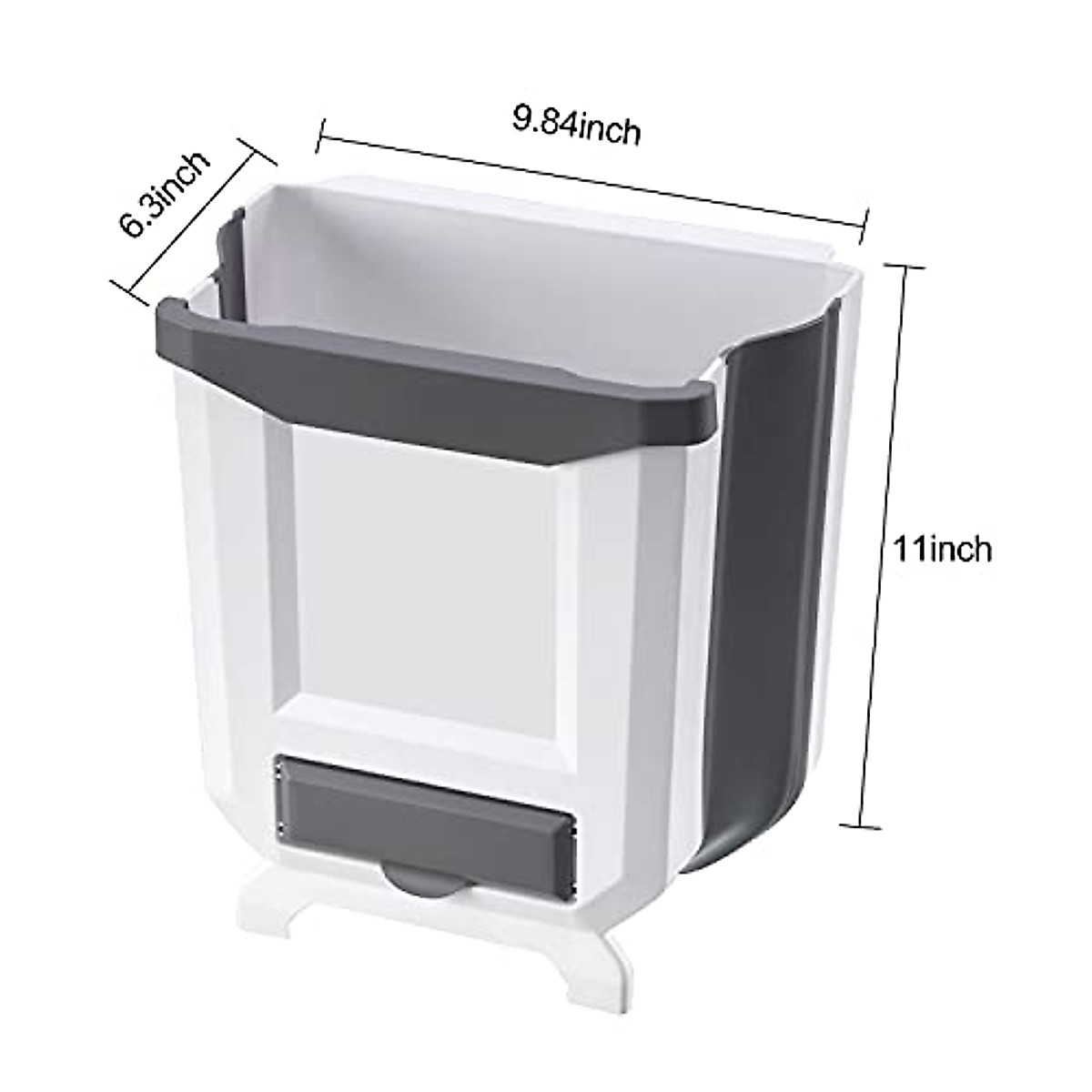 Hanging Folding Trash Can, BESUNTEK 2 Pcs Wall Mounted Kitchen 10L Gallon Plastic Folding Small Garbage Can with 5 Volume Garbage Bag for Cabinet Car Bedroom Bathroom Cupboard Office Camping