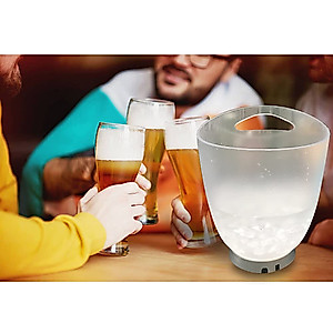 PeSandy LED Ice Bucket, 4L Large Capacity Wine Ice Bucket Drink Containers with Multi Colors Changing for Party/Home/Bar, Waterproof Champagne Retro Wine Drink Beer Beverage Ice Bucket Battery Powered