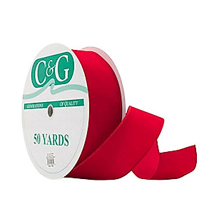 Ribbon Bazaar Waterproof Wired Velvet Ribbon – Outdoor-Ready for Wreaths & Garlands - Red (Same Color Edge) 2-1/2" 50yd