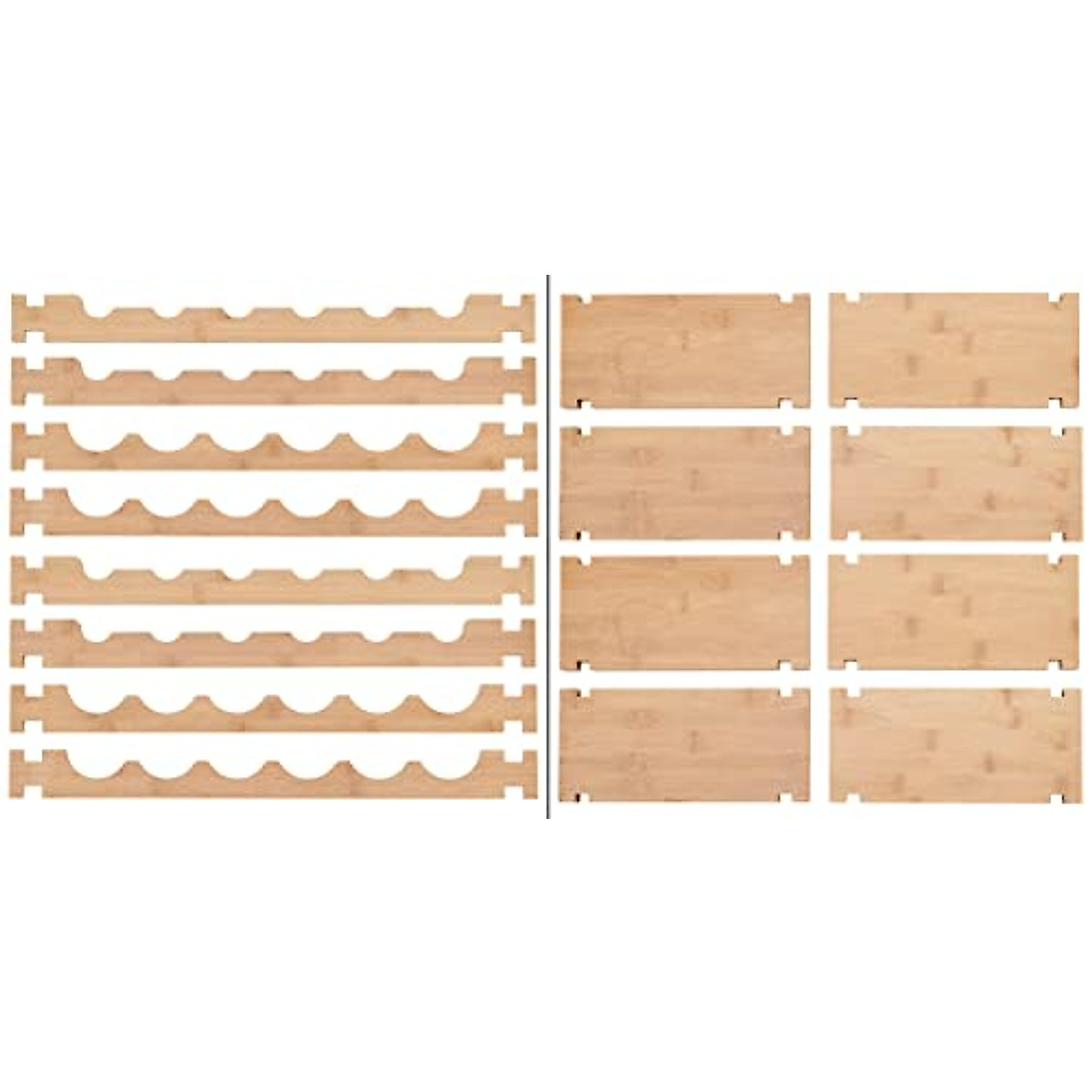 Modular Stackable Bamboo Wooden Wine Rack; Easy to Assemble & Add Levels; Bottles Rest Slanting Downwards to Keep Corks Moist; for Kitchen, Pantry, Cellar Storage (24 Bottle Capacity, 6 x 4 Rows)