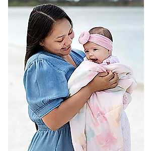 Burts Bees Baby Infant Reversible Blankets 100% Organic Cotton GOTS Certified - Morning Glory Prints with Quilting Pattern Soft Nursery Blanket with 100% Polyester Fill for Size 30 x 40 Inch