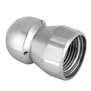 Cleaning Nozzle, Pressure Drain Hose Thread Nozzle 3/8" Pressure Washer Quick Connector Sewer Jetter Nozzle Stainless Steel Fixed Jetting Nozzle