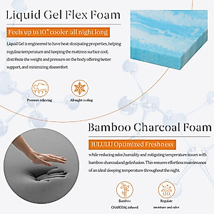 IULULU Queen Mattress, 12 Inch Memory Foam Mattress Queen in a Box - Cool Gel Bed Mattress Bamboo Charcoal Foam Queen Mattresses Pressure Relief Medium Firm