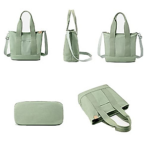 Dosomig Large Capacity Multi-Pocket Handbag Canvas Bag Japanese Handmade Tote Crossbody Bag for Work Daily Travel (Gray)