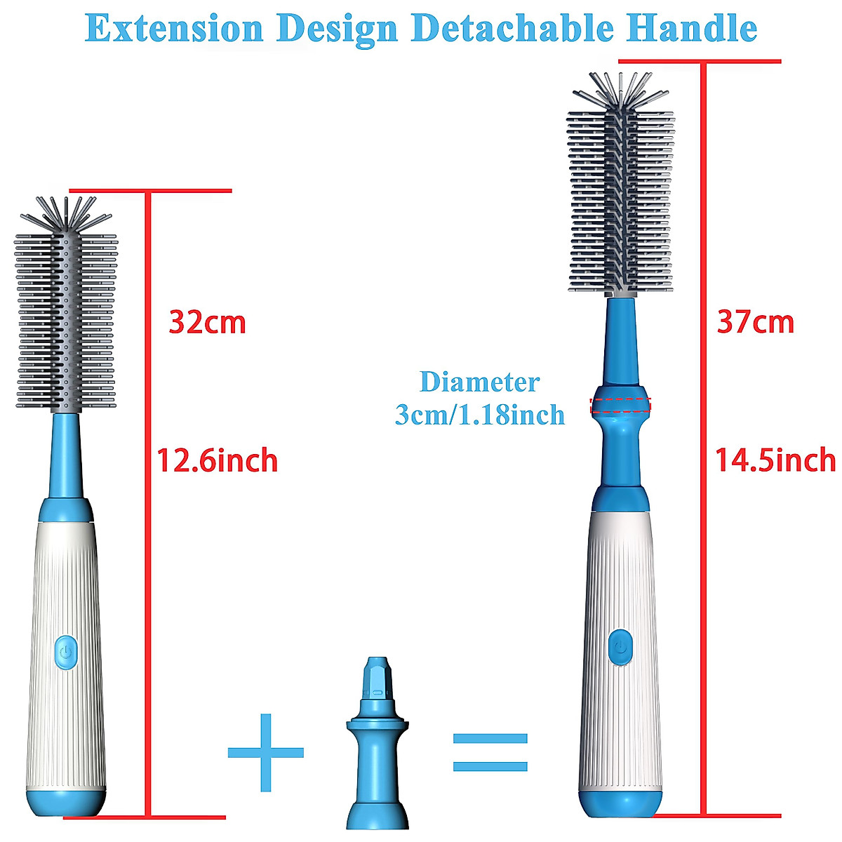 Camelcell Electric Bottle Brush,Long Handle Electric Water Bottle/Baby Bottle Brush Cleaner, Extra Long Bottle Cleaning Brush Set,1500 mAh,Waterproof IP65