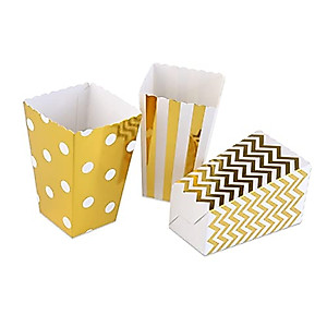 FUNOMOCYA 50pcs Popcorn Boxes Cookie Container Candy Containers Disposable Containers Popcorn Containers Party Candy Boxes Cookies Box Popcorn Cup Popcorn Bucket Cardboard Golden