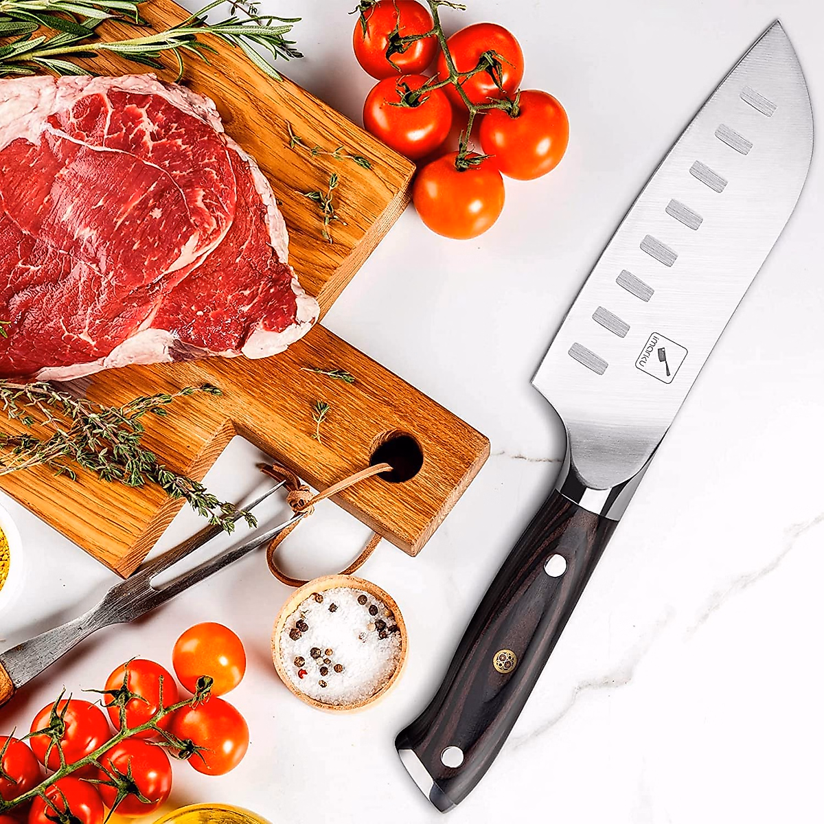 imarku Santoku Knife Chef Knife 5 inch Ultra Sharp Asian Knife Japanese Chef Knife - Japanese SUS440A Stainless Steel - Ergonomic Pakkawood Handle, Best Christmas Gifts for Women Men