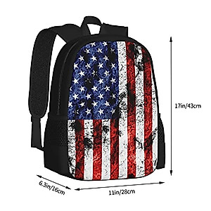 FREE LION Kids American Flag Backpack for Boys Girls Vintage Usa Flag Bookbags Elementary Middle High School Bag Large Capacity 17 inch Big Student Backpack for School and Travel