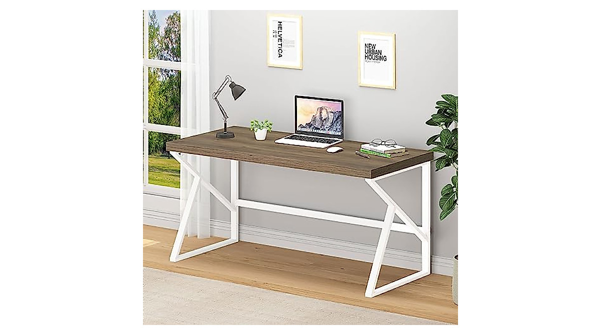 HSH Farmhouse Desk - Stylish 55-Inch Modern Home Office Desk