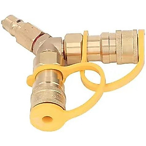 1/2 Inch Natural Gas Y Splitter, Durable Brass 2 Way Quick Connect Adapter for Natural Gas, for Weber Natural Gas Grills, Patio Heater, Pizza Oven
